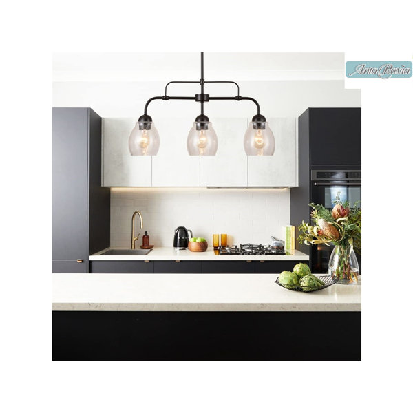 Anta Raxia Linear Island Lights, 3 Light Kitchen Hanging Pendant Lighting, Dining Room ...